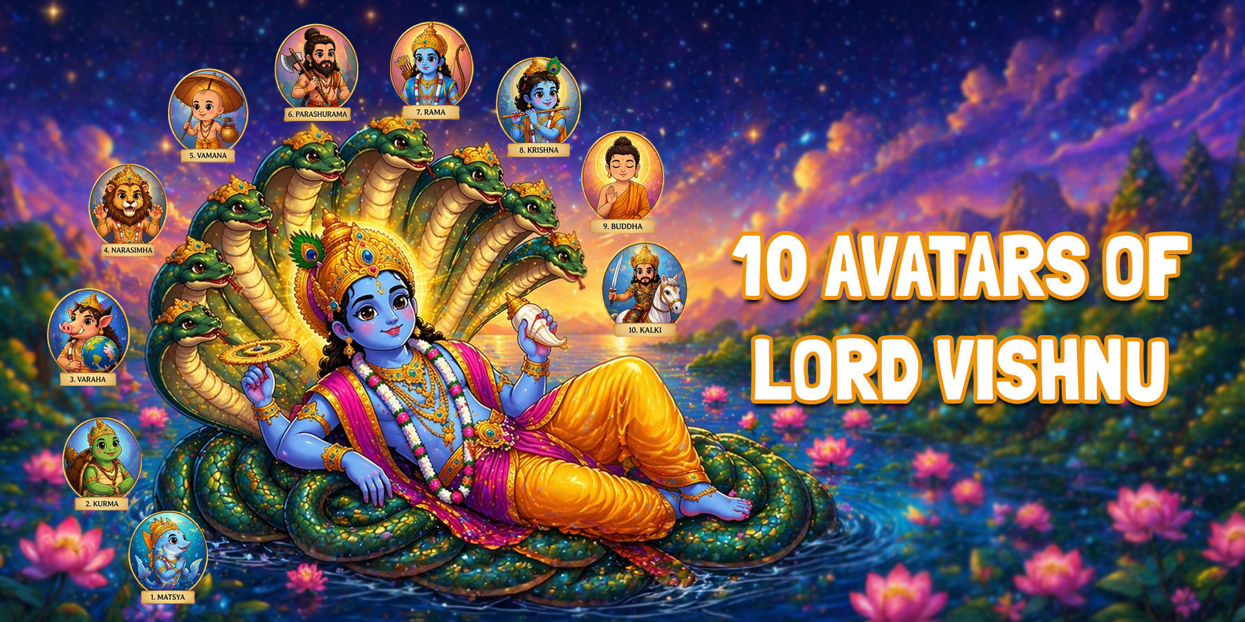 10 Avatars of Vishnu Ji (Dashavatara) – Stories & Meaning for Kid